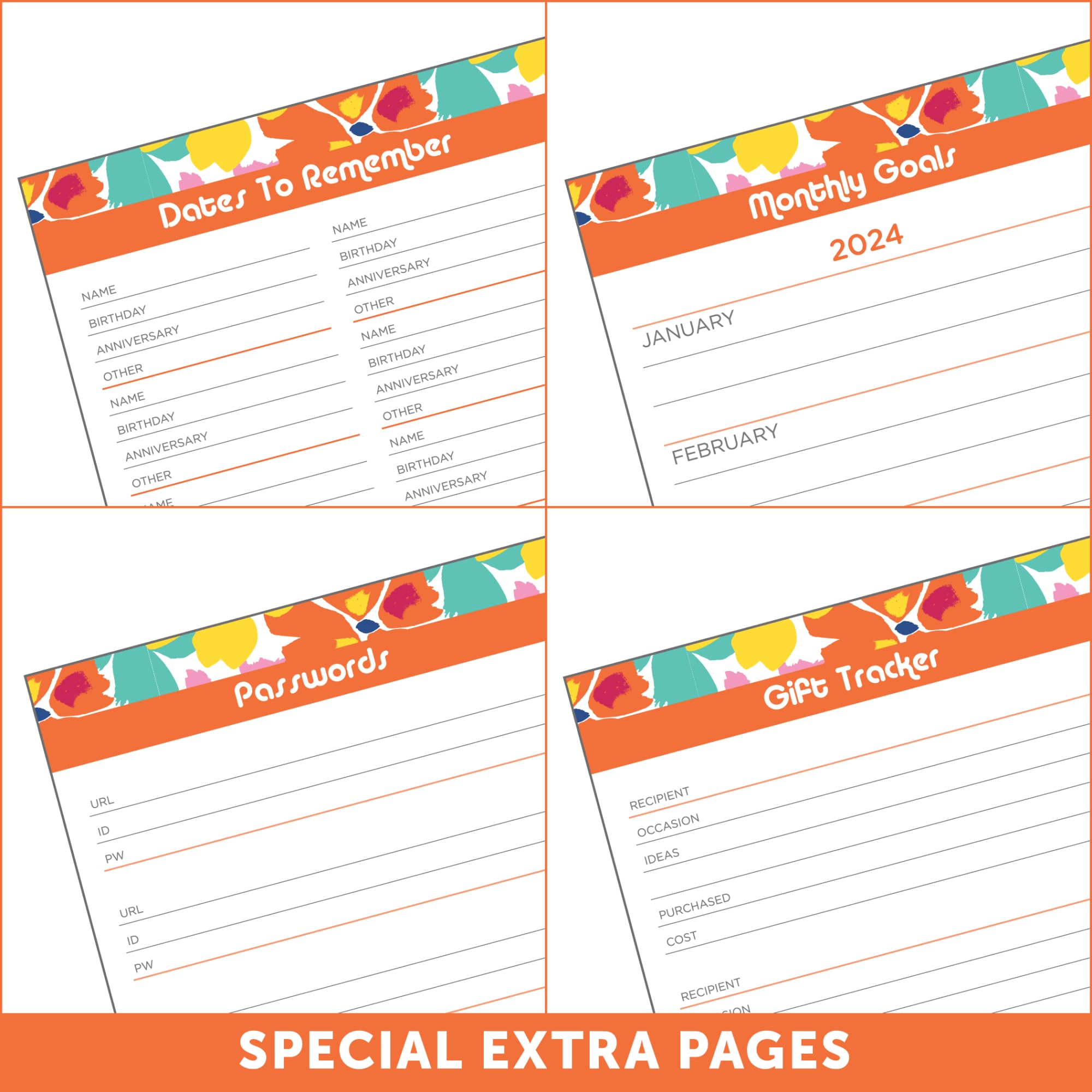 2024 Office Depot® Brand Weekly/Monthly Planner, 5" x 8", Bright Floral, January to December 2024