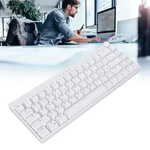 68 Keys Mechanical Keyboard, N Key Rollover ABS 1800mAh Battery White 68 Keys Mechanical Keyboard for Gaming for Office for Home(Linear Action Switch)