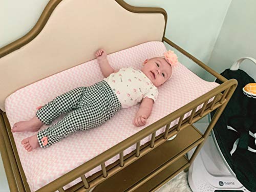 Changing Pad Cover β Premium Baby Changing Pad Covers 4 Pack β Girl Changing Pad Cover β Pure Jersey Machine Washable Pink and White Changing Table Cover β Diaper Changing Pad Cover Sheets