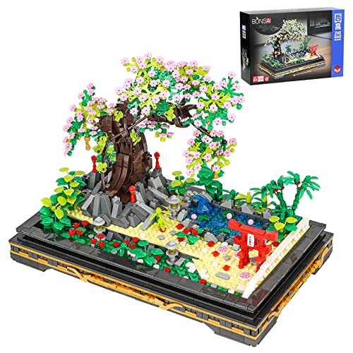 Dahuiby Creative Bonsai Tree Building Bricks,Japanese Style Sakura Bonsai Building Blocks,Building House Set for Adults and Kids 1469 PCS