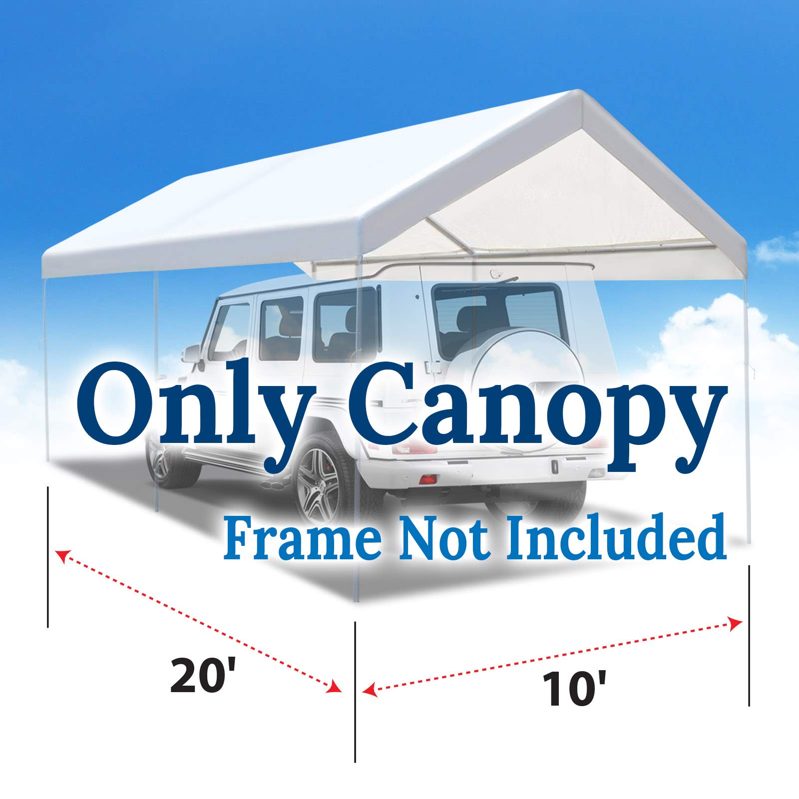 Strong Camel Outdoor 10x20 Replacement Canopy Roof Cover Valanced Carport Covers (10'x20', White)