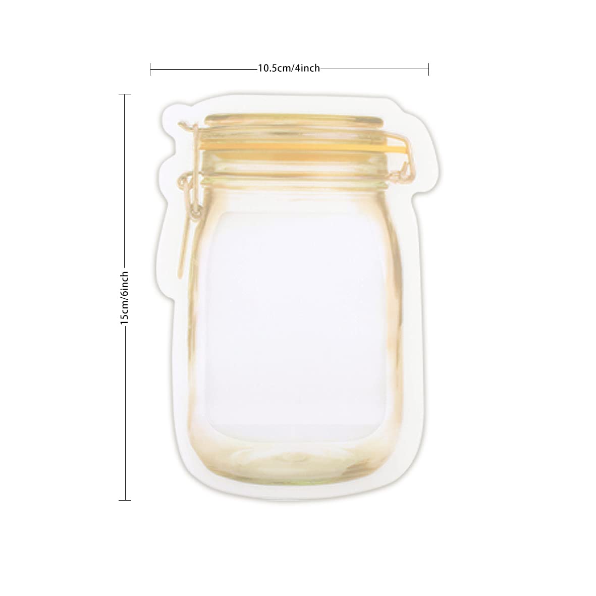30Pcs Mason Jar Ziplock Bags-Size:15 * 9.5cm- Reusable Airtight Seal Food Storage Bags for Kitchen,Camping,Travel By Amber&Sean(Small)