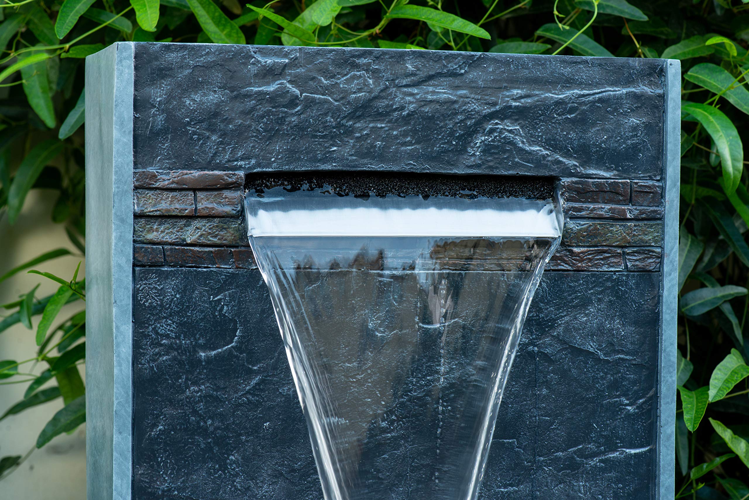 Bond Manufacturing Y95865 Fernwood 40" Tall Lighted Waterfall Garden Fountain, Blue-Grey