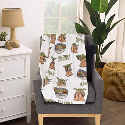 Star Wars The Mandalorian The Child Green, Tan, White Super Soft Toddler Blanket