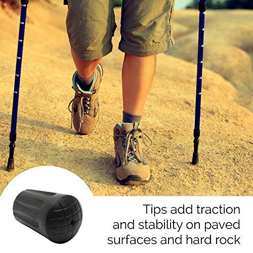4 PCS Replacement Rubber Trekking Pole Tips for Standard Hiking Poles