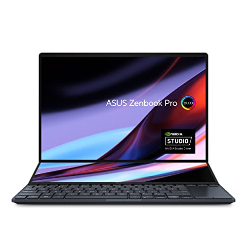 ASUS Zenbook Pro 14 Duo 14.5” 16:10 Touch Display, 120Hz Refresh Rate, ScreenPad Plus, Intel i9-13900H CPU, NVIDIA® Geforce RTX 4060, 32GB RAM, 2TB SSD, Windows 11 Home, Tech Black, UX8402VV-PS96T