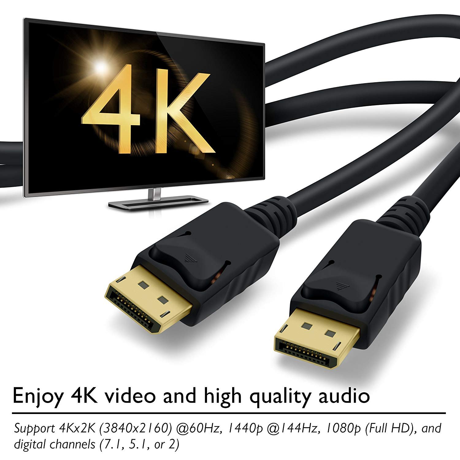 OMNIHIL 10 Feet Long DisplayPort Cable Compatible with Dell Optiplex 990 SFF Desktop/HP Elite 8300 SFF Desktop/DELL OPTIPLEX 7010 Desktop