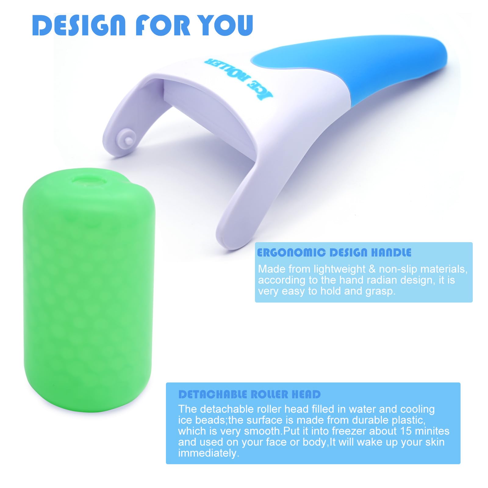 AFOUNDA Ice Rollers for Face and Eye, 2 Packs Skincare Tools, Facial Rollers for Face Wrinkles Fine Lines Puffiness Stick Massager Self Care Gifts for Men Women