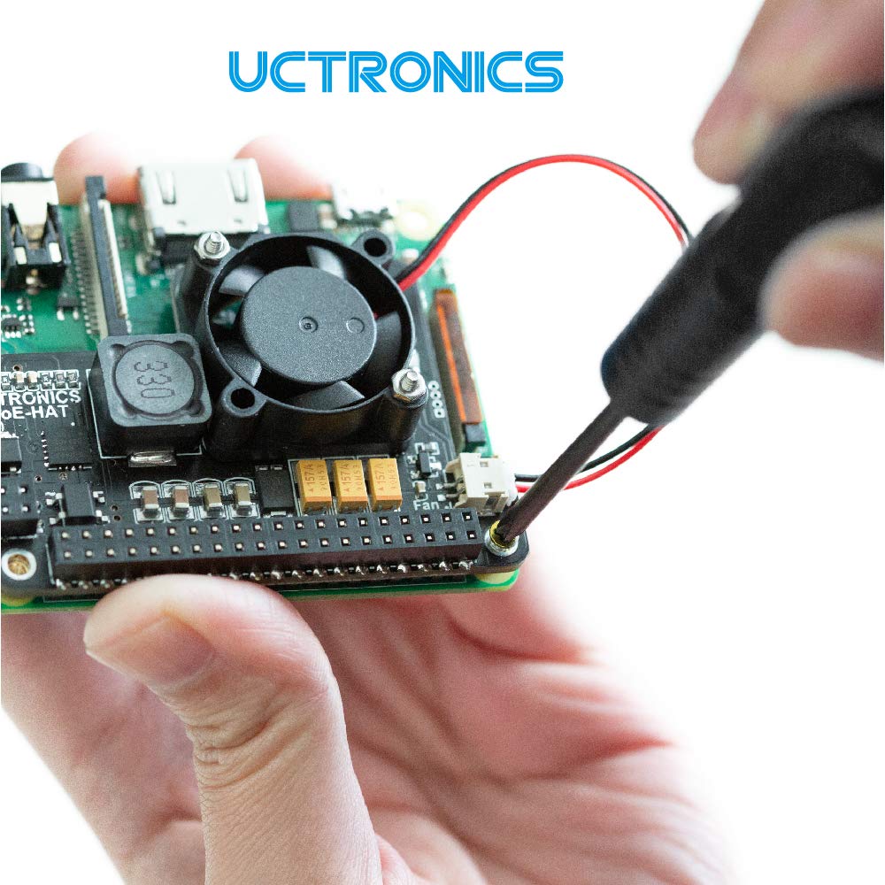 UCTRONICS for Raspberry Pi 4 PoE HAT with Cooling Fan, Mini Power Over Ethernet Expansion Board for Raspberry Pi 4 B, 3 B+ and Rackmount