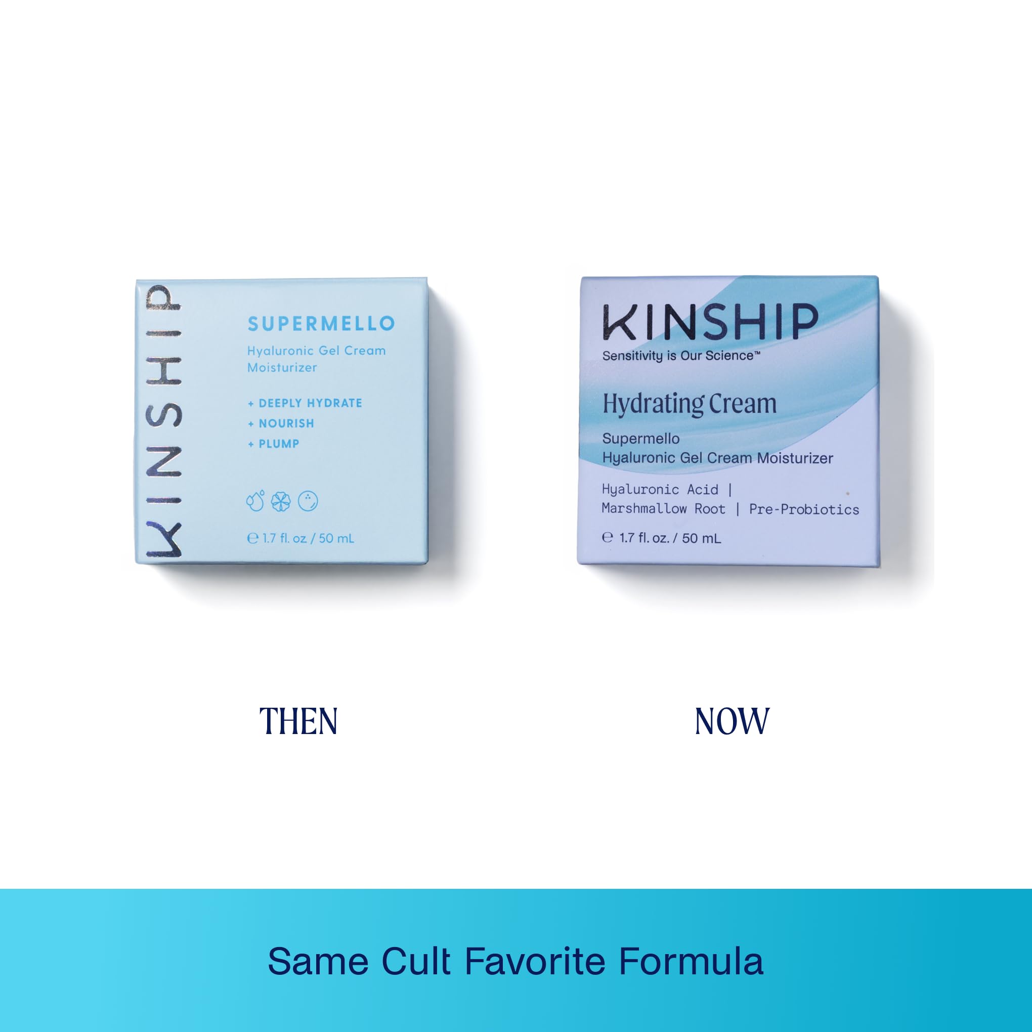 Kinship Supermello Hyaluronic Gel Cream Moisturizer – Nourish + Soothe Dry Sensitive Skin – Lightweight, Hydrating Face Lotion – Plump + Smooth – Reduce Redness – Daily Use Clean Skin Care (1.75 oz)
