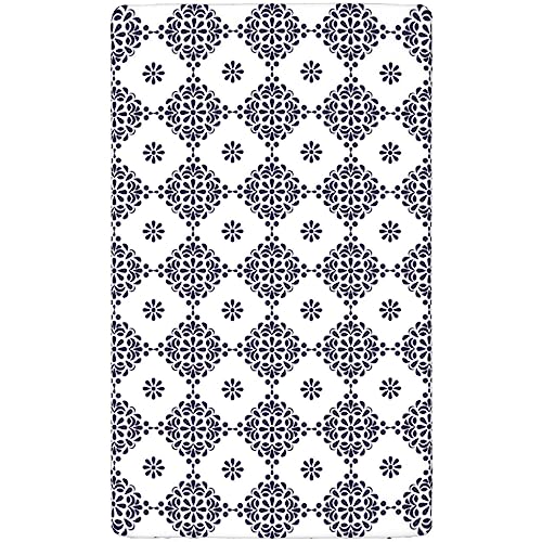 Damask Themed Fitted Crib Sheet,Standard Crib Mattress Fitted Sheet Soft & Stretchy Fitted Crib Sheet - Baby Sheet for Boys Girls,28“ x52“,Purple White