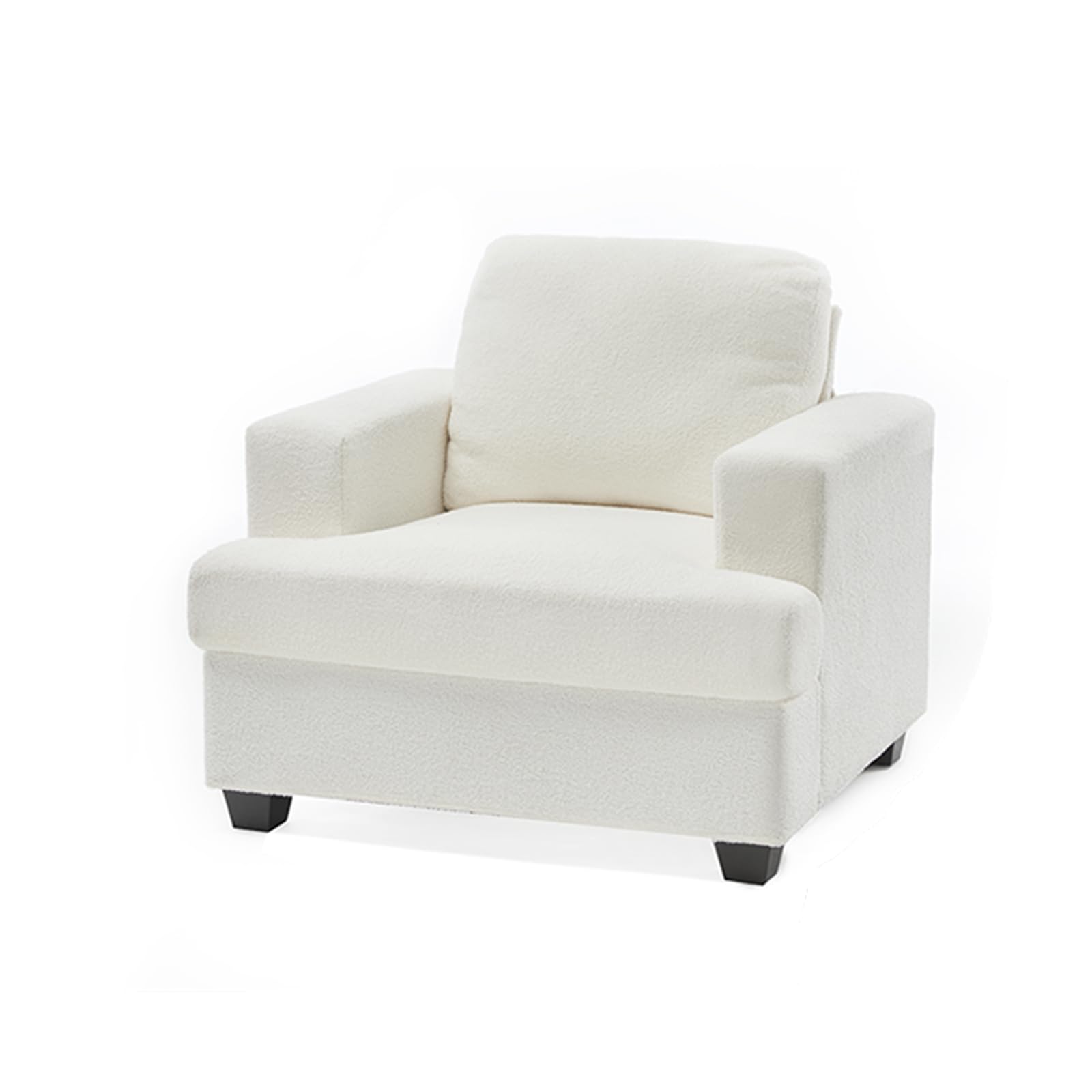AMERLIFE Couch, Modern Sofa with Extra Deep Seats, Comfy Sofa- Offwhite Bouclé Armchair, Couch for Living Room Apartment Lounge