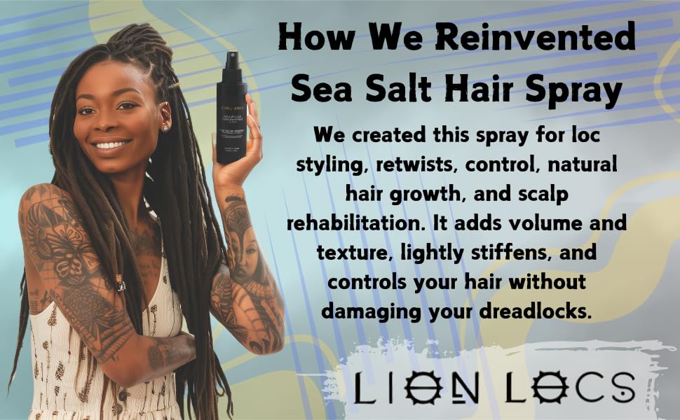 Lion Locs Starter Twist and Lock Spray for New Dreadlocks | Vegan Sea Salt Mist with Essential Oils & Aloe (4oz)