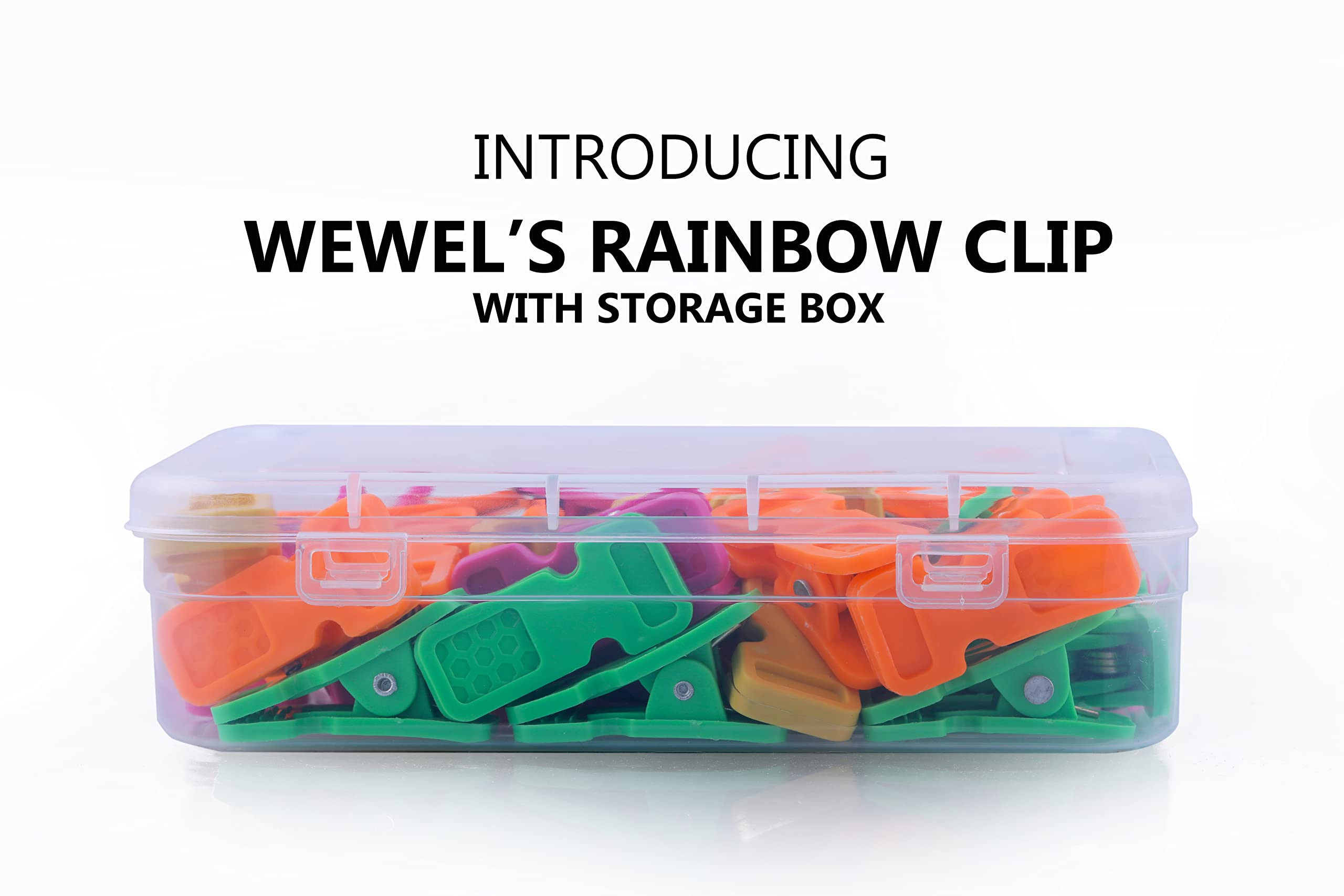 WEWEL Plastic Laundry Clothespins for Hanging Clothes 36 Pack, Multipurpose Windproof Cloth Clips, Indoor Outdoor Heavy Duty Cloth Pegs for Hanging Clothes, with Delux Storage Box