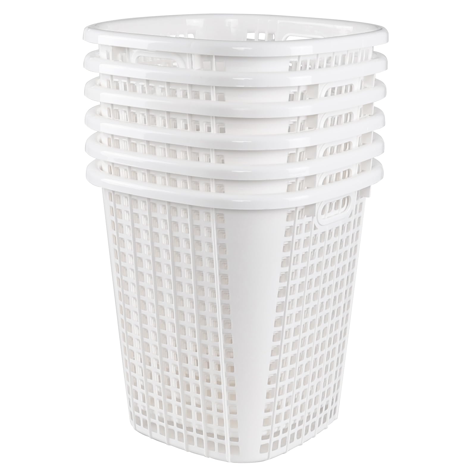 Afromy 6-Pack 45 L Plastic Laundry Basket, 16.54" Tall Clothes Hamper for Clothes, Towels&Toys in the Family and Dorm, White