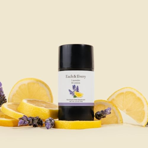 Each & Every All Natural Deodorant for Women & Men - Sensitive Skin, Plant-Based, Baking Soda & Aluminum-Free Deodorant - Clean Long Lasting 24 Hr Odor Control - Lavender & Lemon Travel Size, 2.5oz