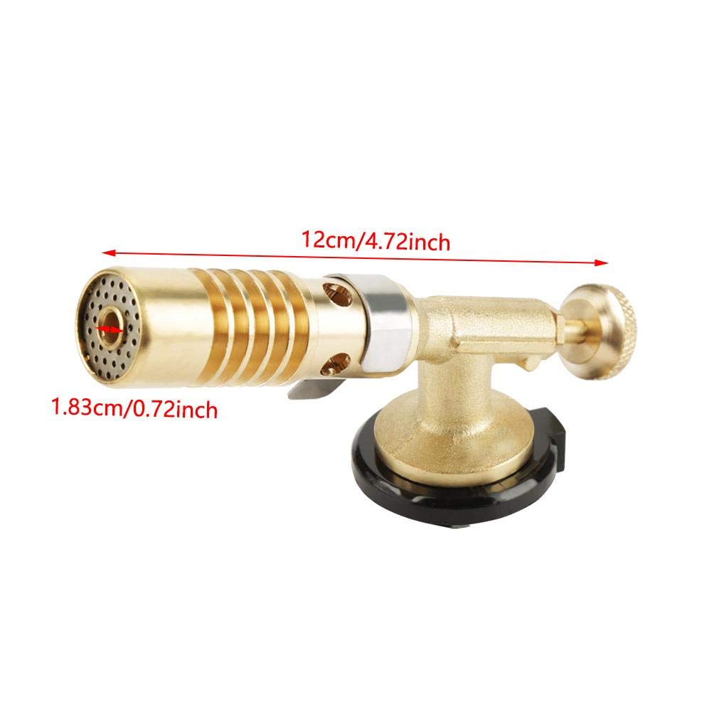 A sixx Flame Gun, Professional Portable Brass Kitchen Cooking Gas Butane Culinary Manual Torch Welding BBQ Flame Gun for Camping Home Culinary School