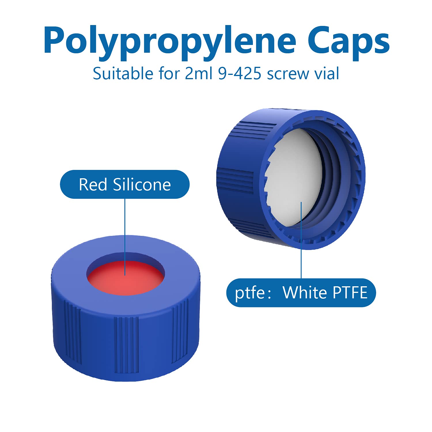 2mL Autosampler Vials with Caps, Lab Amber Vial 1000 PCS, 9-425 HPLC Vials with Blue Screw Caps, Writing Patch, Graduation, Red PTFE & White Silicone