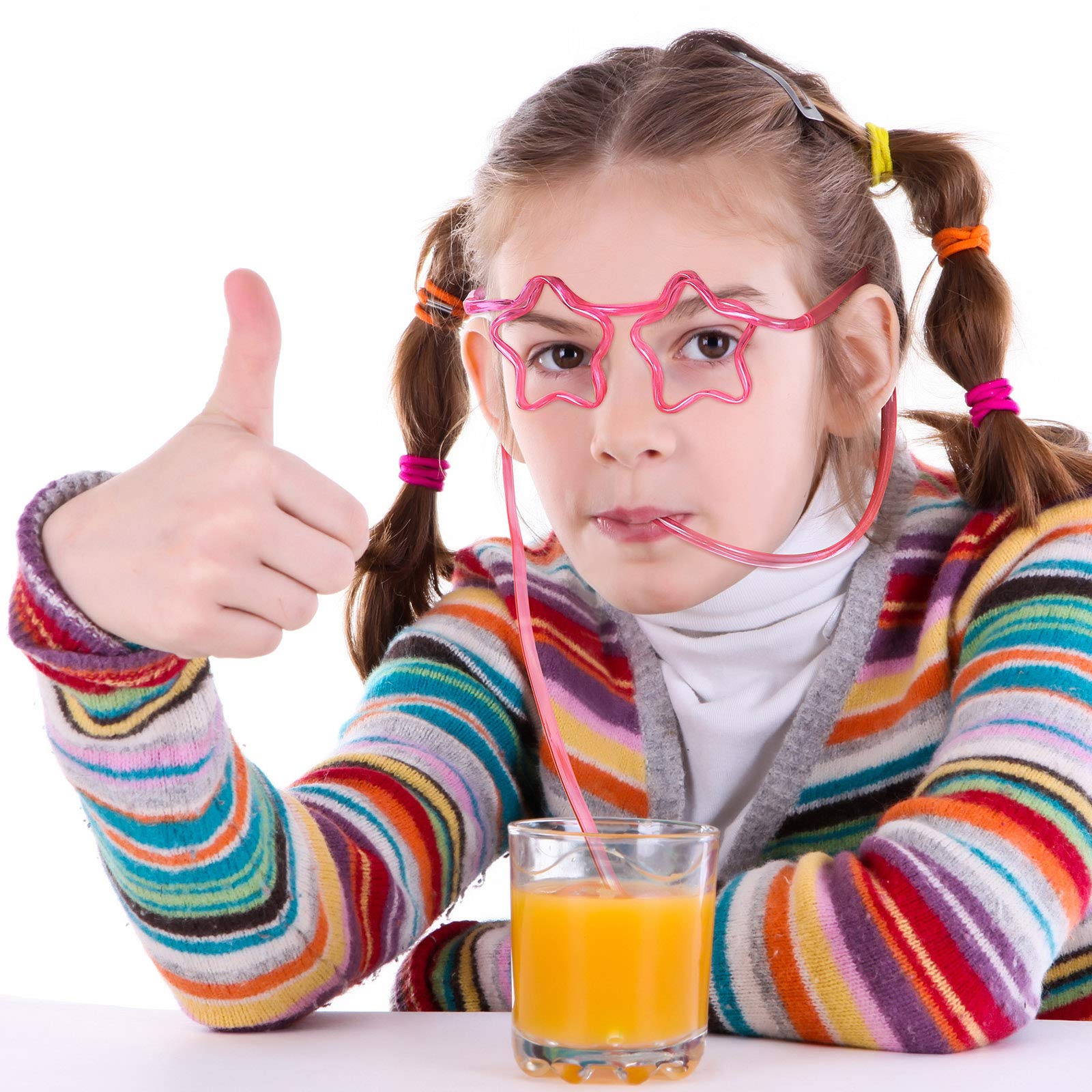 8 Pieces Silly Straw Glasses Star Straws Eyeglasses Fun Star Straws Novelty Drinking Eyeglasses Straw for Kids Annual Meeting, Birthday, Classroom Activities, 4 Colors