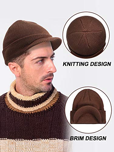 4 Pieces Winter Beanie Hat Winter Knit Hat Warm Ski Hat Thick Beanie Brim Cuff Beanie Cap for Men and Women