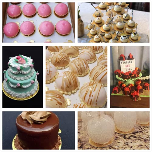 Darnell Nehemiah 100pcs/Set Round Mousse Cake Boards Gold Paper Cupcake Dessert Displays Tray Wedding Birthday Cake Pastry Decorative Tools Kit