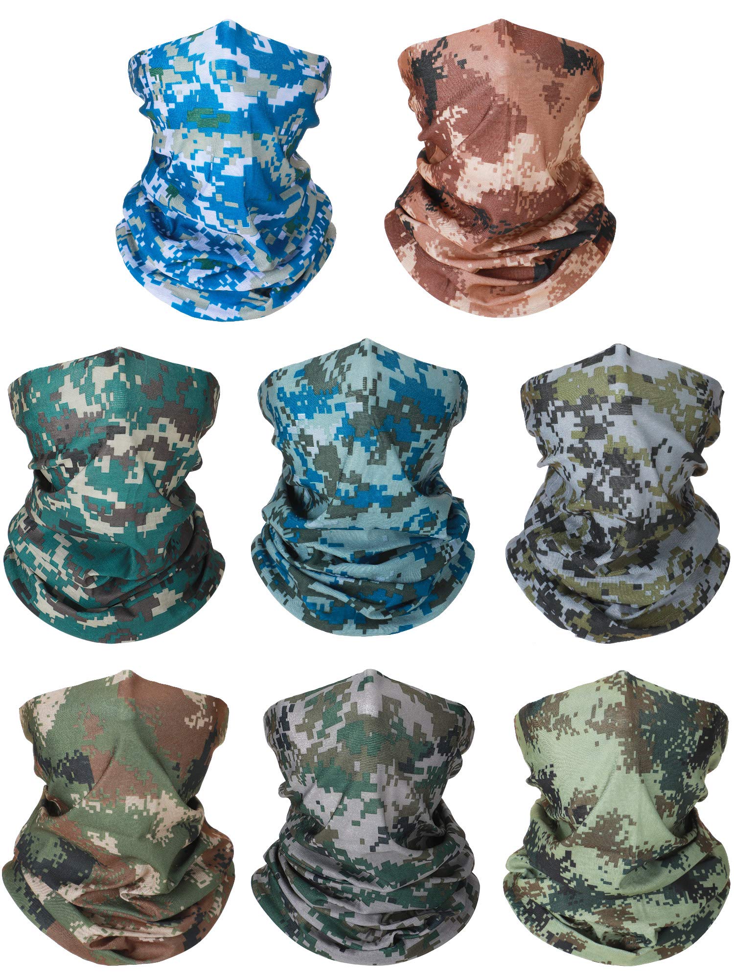 8 Pieces Summer UV Protection Neck Gaiter Scarf Balaclava Breathable Face Cover Scarf