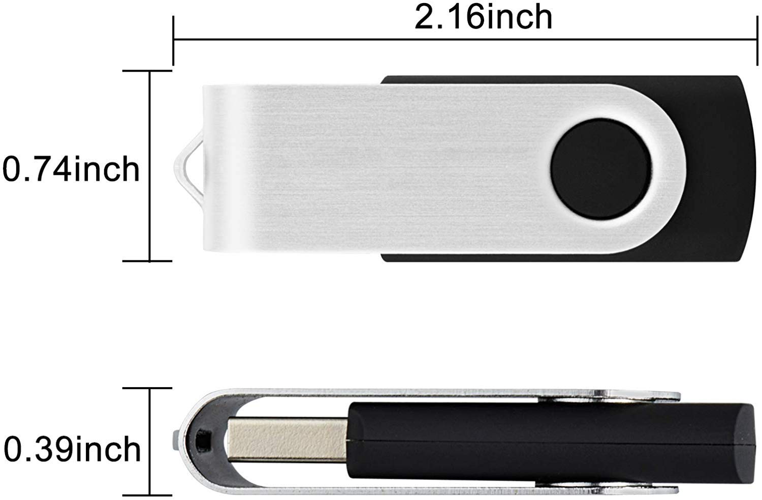 USB Bulk Flash Drives 128MB 100 Pack TOPESEL USB 2.0 Flash Drives Bulk Thumb Drive Pack Memory Stick Swivel Pen Drives (Black)