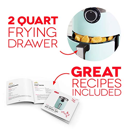Dash DCAF250GBAQ02 AircrispÂŽ Pro Compact Air Fryer + Oven Cooker with Temperature Control, Non Stick Fry Basket, Recipe Guide + Auto Shut Off Feature, 2qt, Aqua