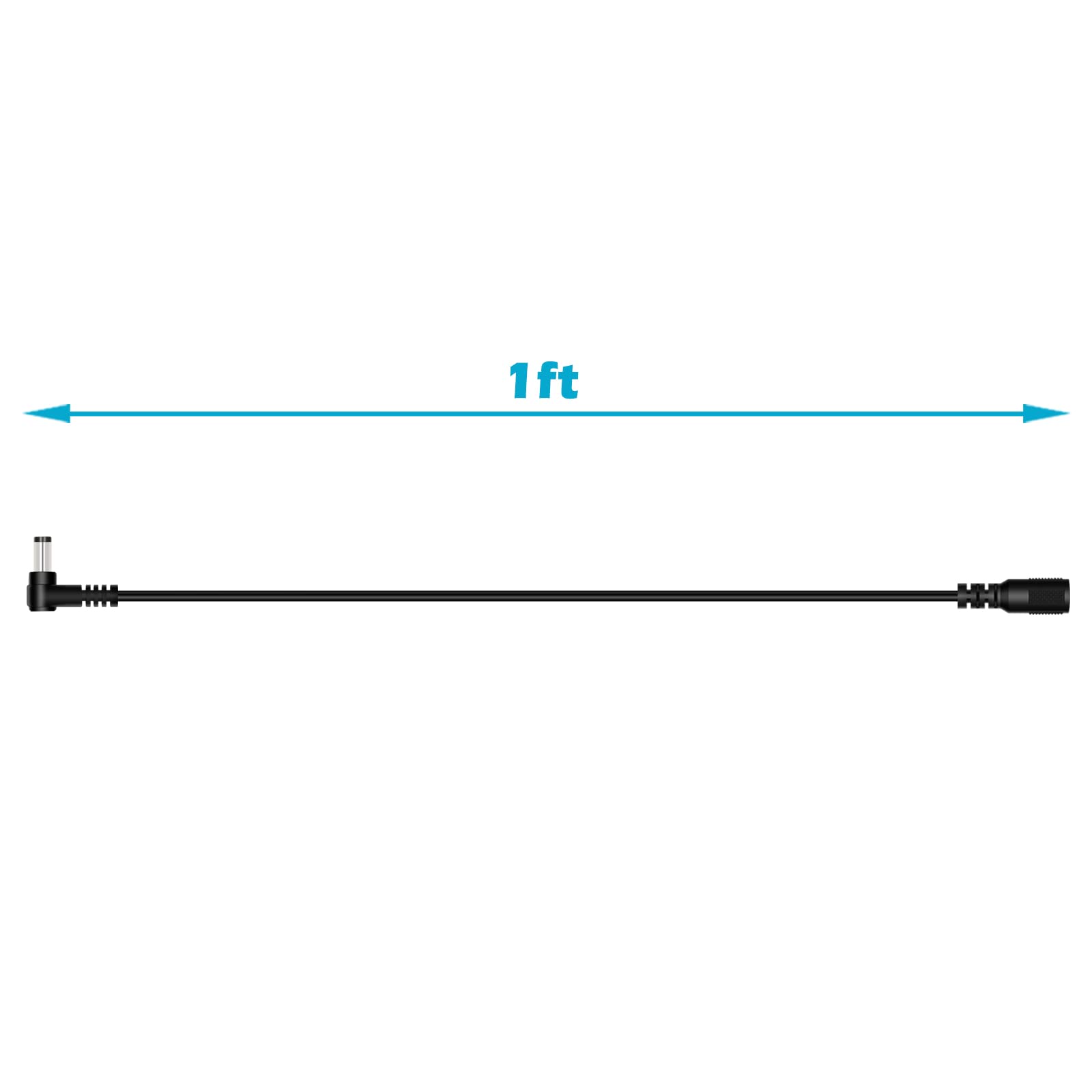 Fancasee 2 Pack 5.5mm x 2.5mm DC Power Extension Cable 90 Degree Right Angle Male to Female Plug Jack Extension Cord for IP Camera CCTV Security Camera Surveillance LED