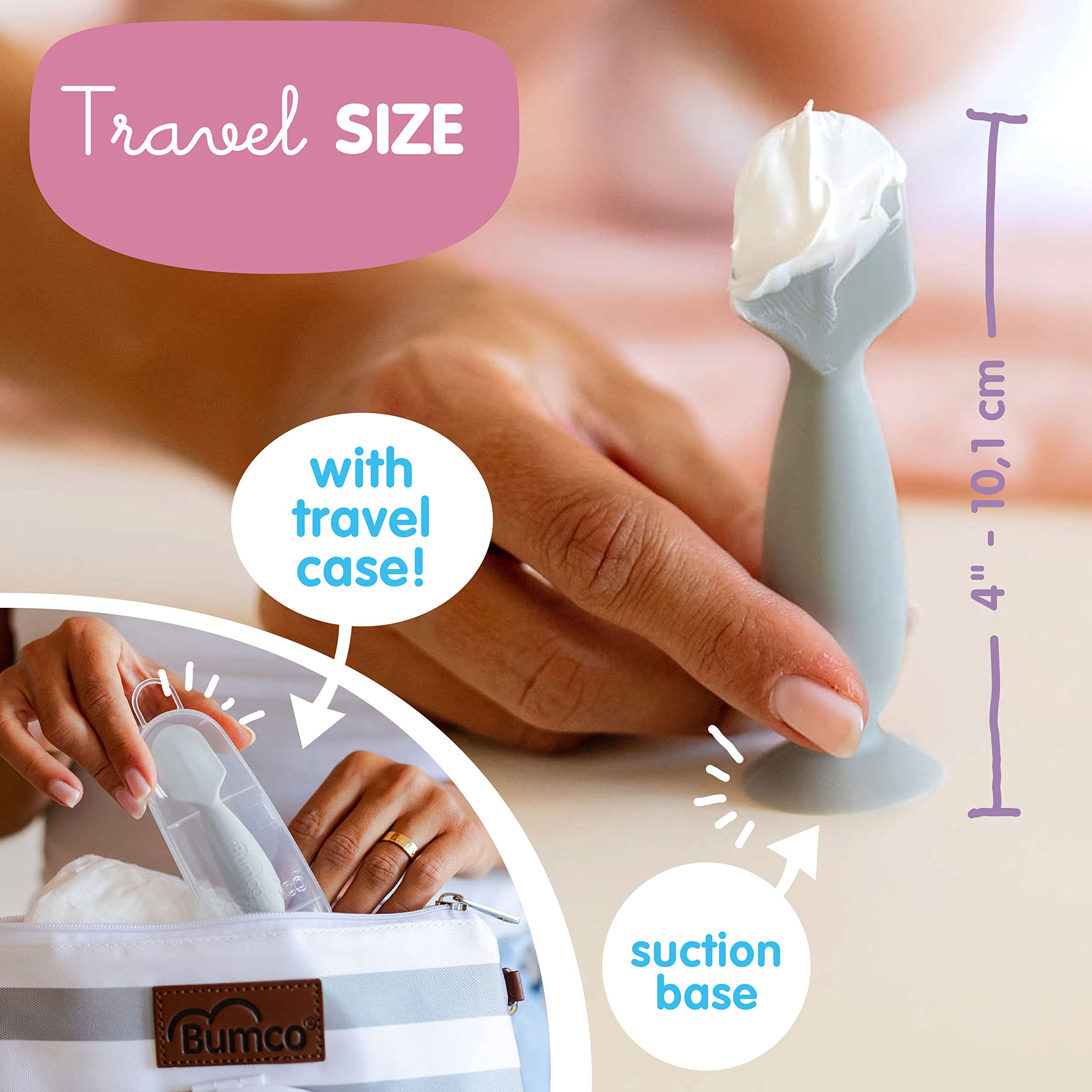 Bumco Mini Diaper Cream Spatula with Case - BPA-Free Butt Spatula Baby, Soft & Flexible Diaper Spatula, Diaper Cream Applicator, Mom-Invented Baby Must Haves, Diaper Bag Essentials, Butt Paste Spatula