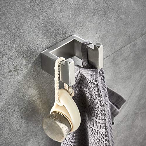 JunSun Bathroom Double Robe Hook Modern Design Little Towel Hook Coat Hook Contemporary Clothes Hook Kitchen Hooks Stainless Steel Wall Mounted Hook Anti-Rust Garage Hooks Bathroom Hook Brushed Nickel