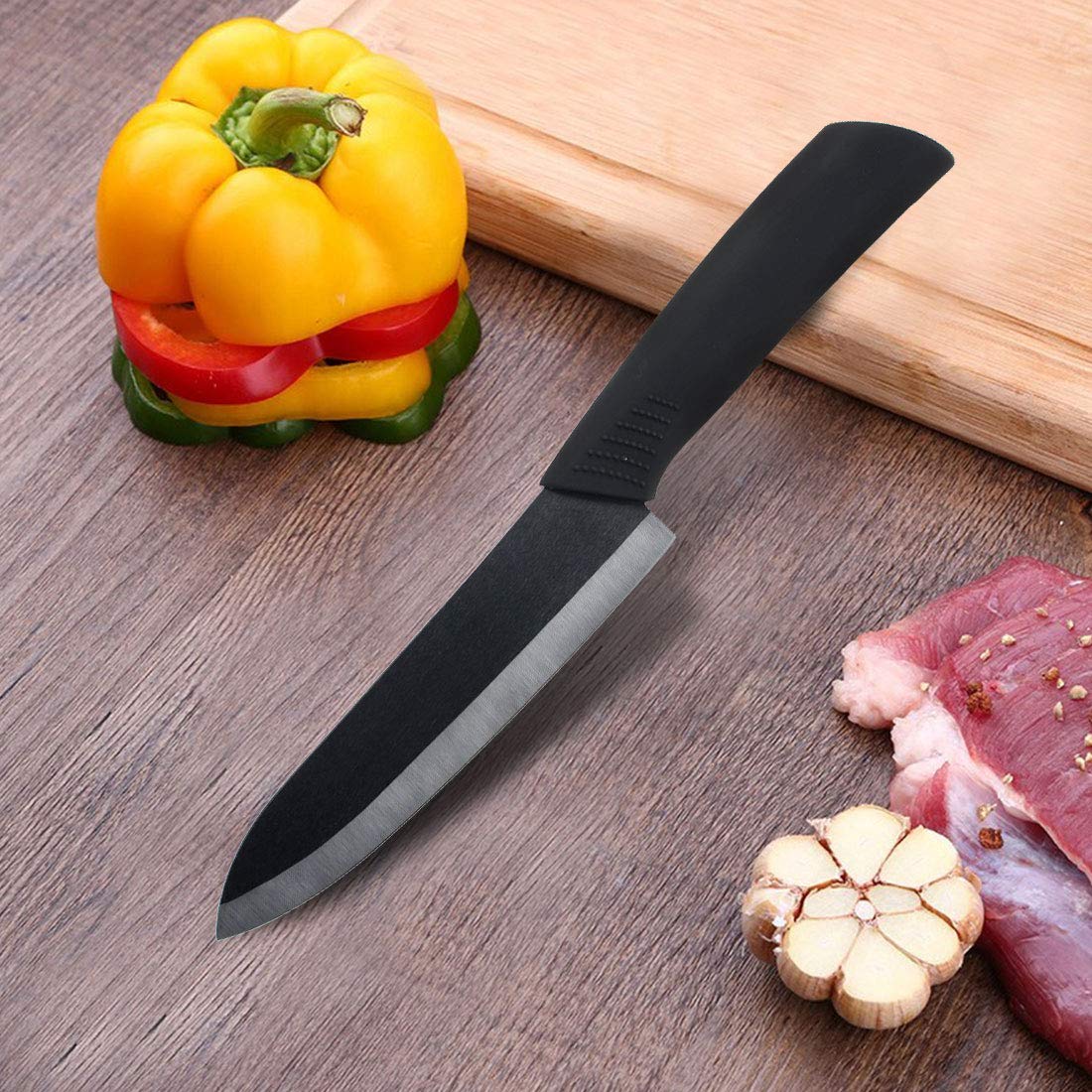 5 PCS Ceramic Knife Set Kitchen Knife Cutlery Set with Acrylic Block Chef Knife Slicing Knife Fruit Slicer Fruit Parer Peeler Set