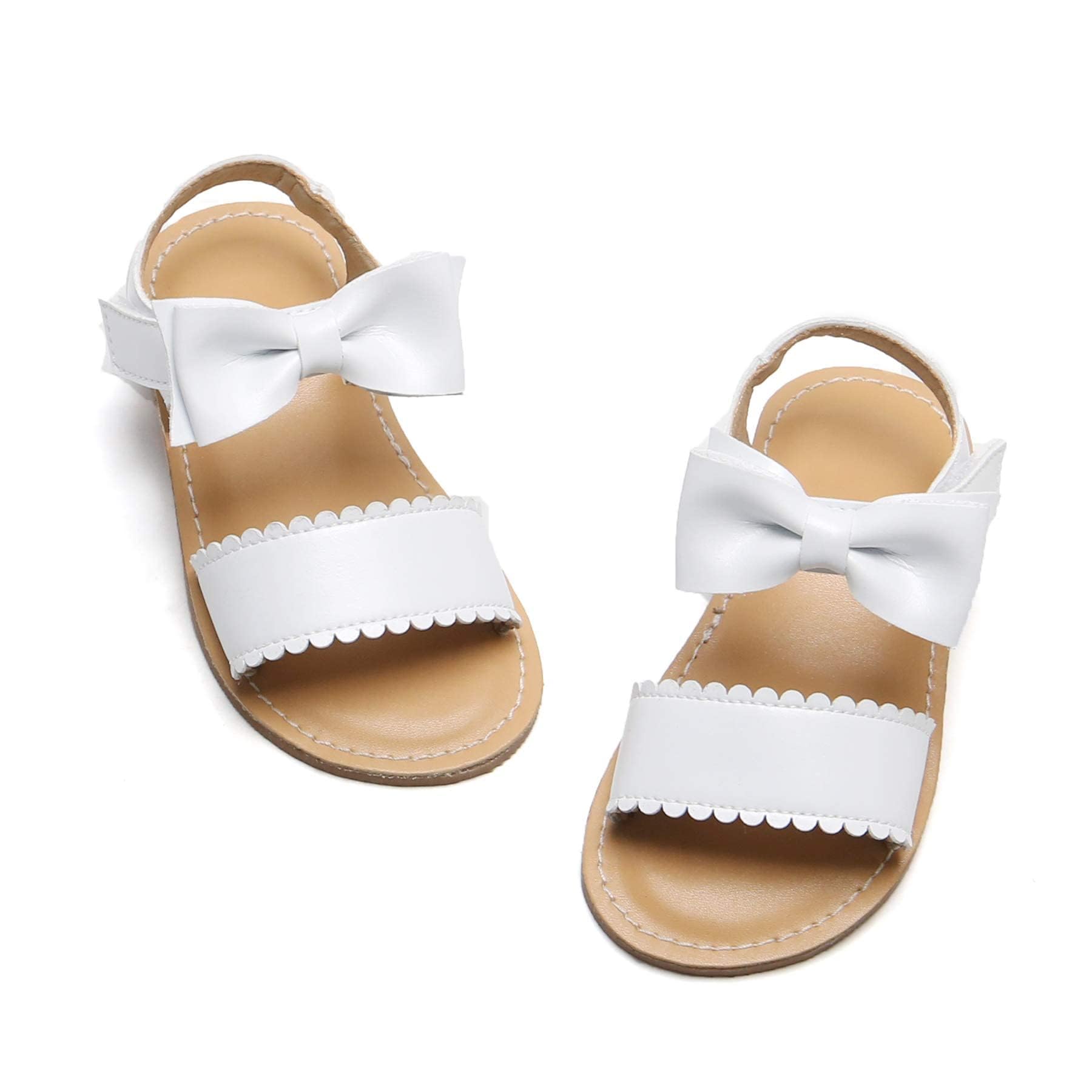 Felix & Flora Toddler Girl White Sandals Size 10 - Easter Flower Girl Dress Shoes Open Toe Little Kid Summer Flats