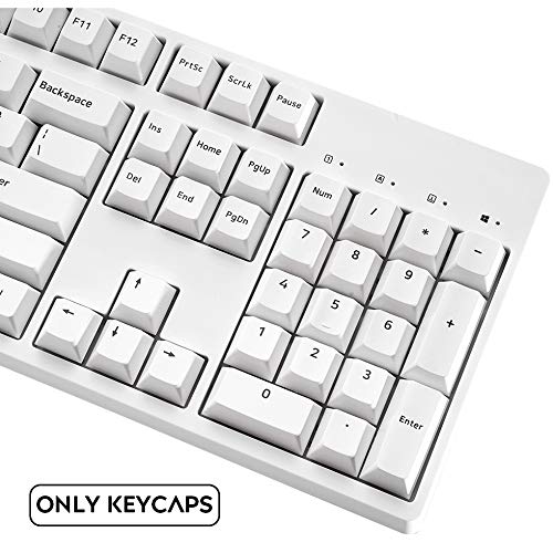 Bow Keycaps, 139 White Keys PBT Cherry Profile Double Shot for filco Cherry Ducky iKBC Mechanical Gaming Keyboard (White)