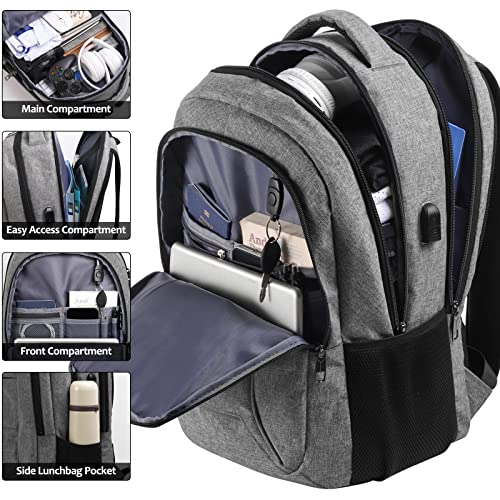 BIKROD Backpack for Men, School Backpack for Teen Water Resistant Back Pack with USB Charging Port, Adult Business Anti Theft Durable Work Computer Bag Gifts Fits 17.3 Inch Laptop