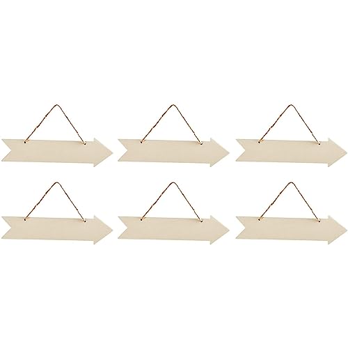 Juvale Unfinished Hanging Wood Arrow Plaque Directional Wall Sign (6 Pack) 13.5 x 3.5 Inches