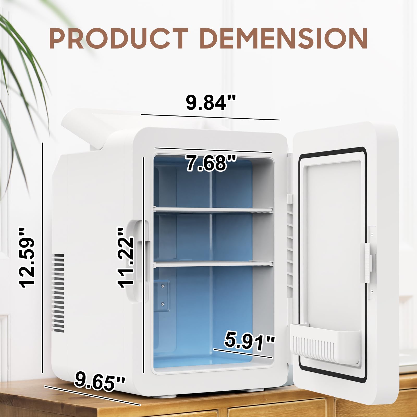 advwin 12L Mini Skincare Fridge with Dimmable LED Light Mirror, Makeup Fridge for Cooler & Warmer, Cosmetics, Beauty, Food & Drinks, Portable Small Refrigerator for Bedroom, Office, Dorm and Car