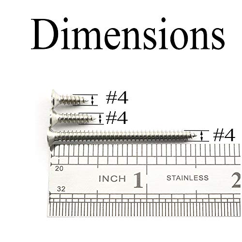 Pro Bamboo Kitchen 100pcs 304 Stainless Steel Flat Head Phillips Wood Screw #4 x 1/2" Half Countersunk Head Self Tapping Screw