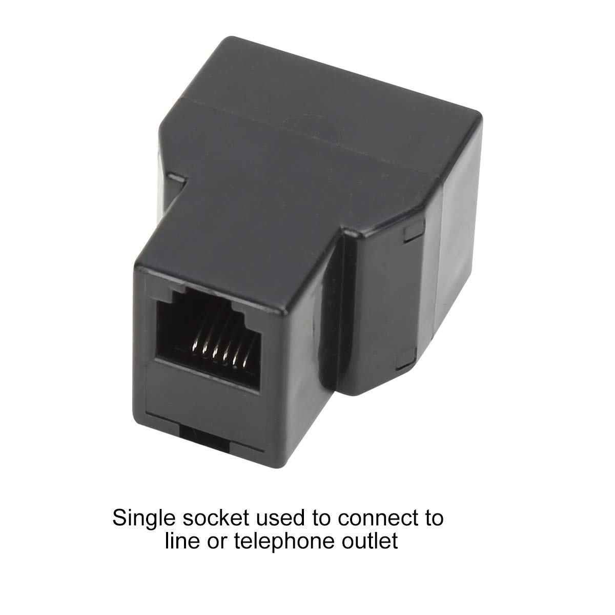 Uvital RJ12 6P6C 1 Female to 2 Female Telephone Line Splitters, Telephone Landline Cable Connector and Separator(Black,4 Pack)