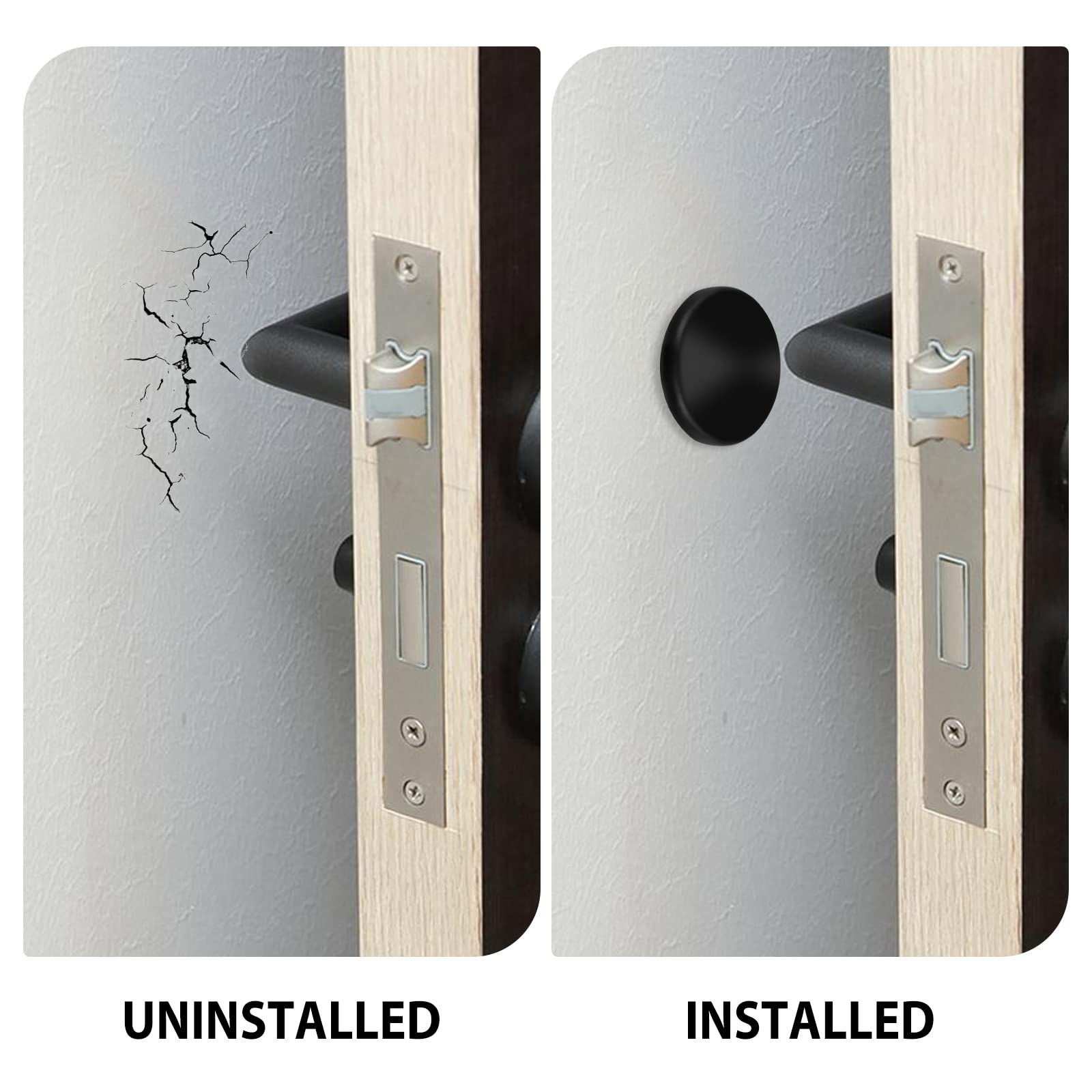 6 PCS Door Knob Wall Protector - Round Door Knob Wall Protector with Back Adhesive, Wall Protector from Door Knobs, Rubber Crash Pad for Walls Protects Wall Surface (White, Gray, Black)