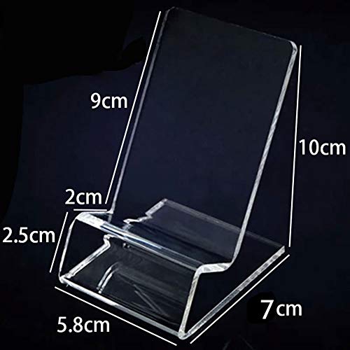KeCool Universal Mobile Cell Phone Stand Clear Acrylic Display Mount Holder - Durable Transparent Rack Stand Holder for iPhone X 8 7 6s Plus 5s Samsung Huawei Max 5.5" Smartphone Shown (2 Packs)