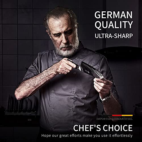 MAD SHARK Ultra Sharp Chef Knife, Professional 8 Inch Damascus Santoku Knife, Made of Super Damascus Stainless Steel, Non-stick Blade Kitchen Knife with Ergonomic Handle, Finger Guard & Gift Box