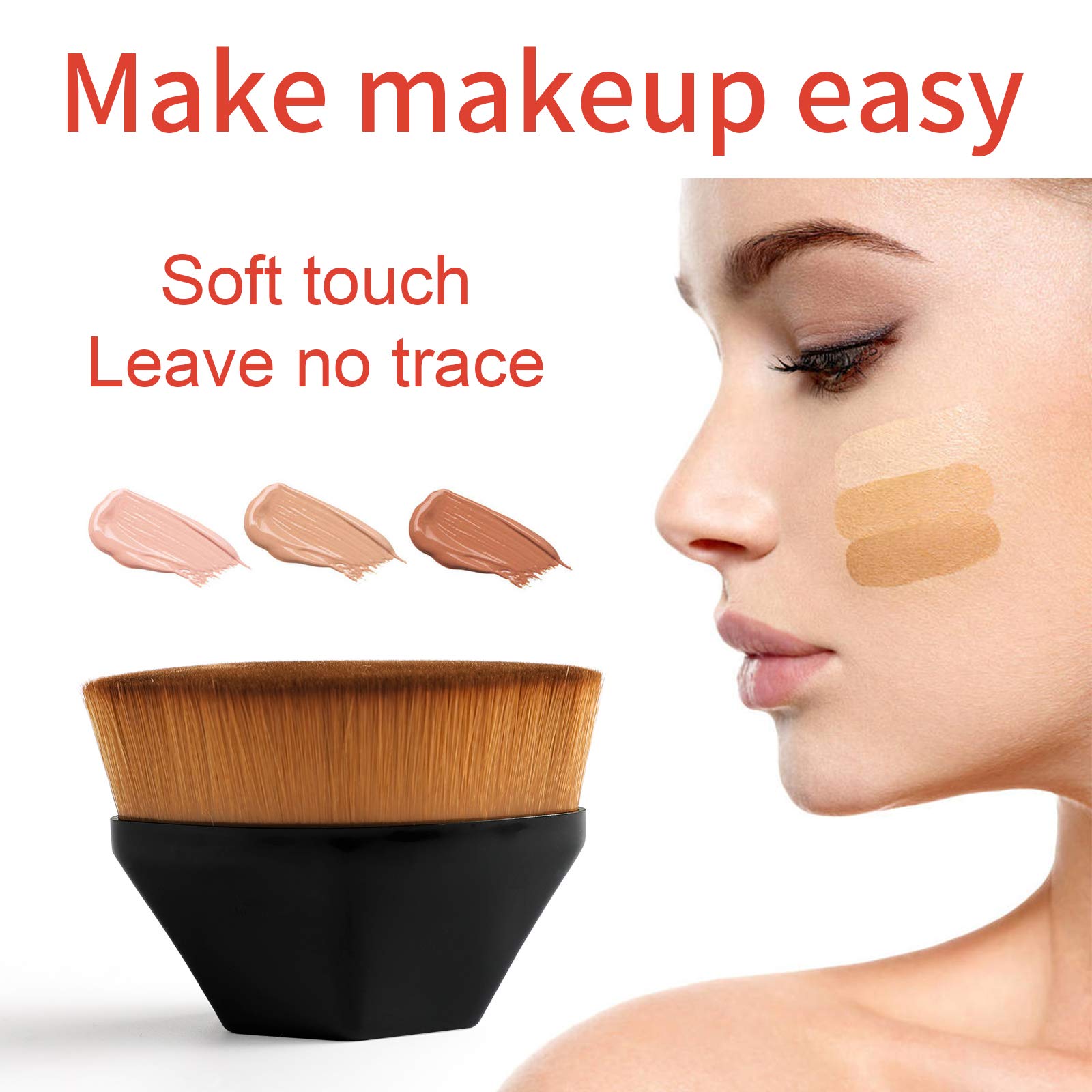3 Pack Magic Foundation Brush Petal No Trace Makeup Brush High Density Seamless Foundation Brush BB Cream Makeup Brush Loose Powder With Storage Box(Black.Pink.Light blue)