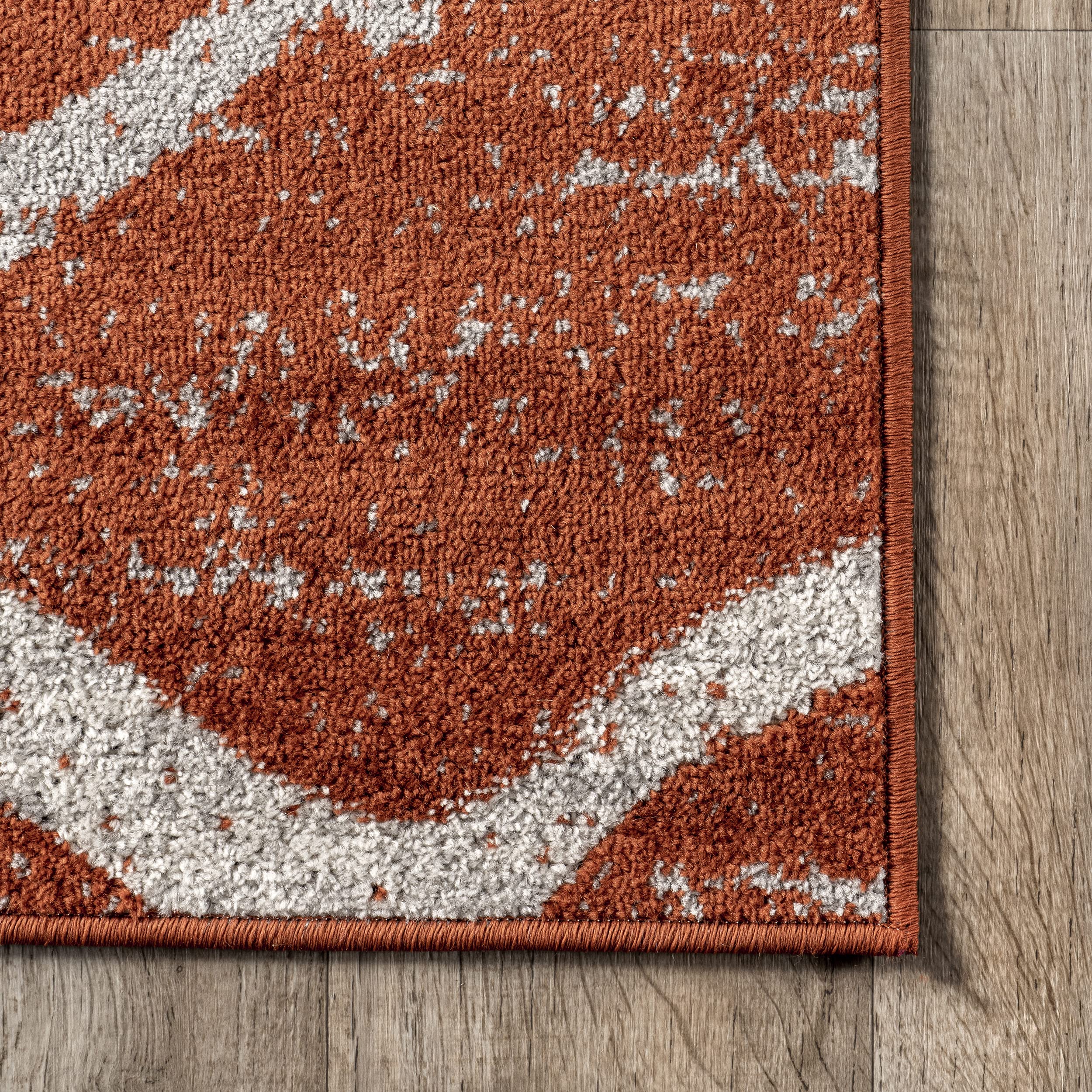 nuLOOM 4x6 Thigpen Contemporary Area Rug, Dark Orange, Abstract Lines, Non-Slip Backing, Stain Resistant, For Bedroom, Dining Room, Living Room, Hallway, Office, Kitchen, Entryway
