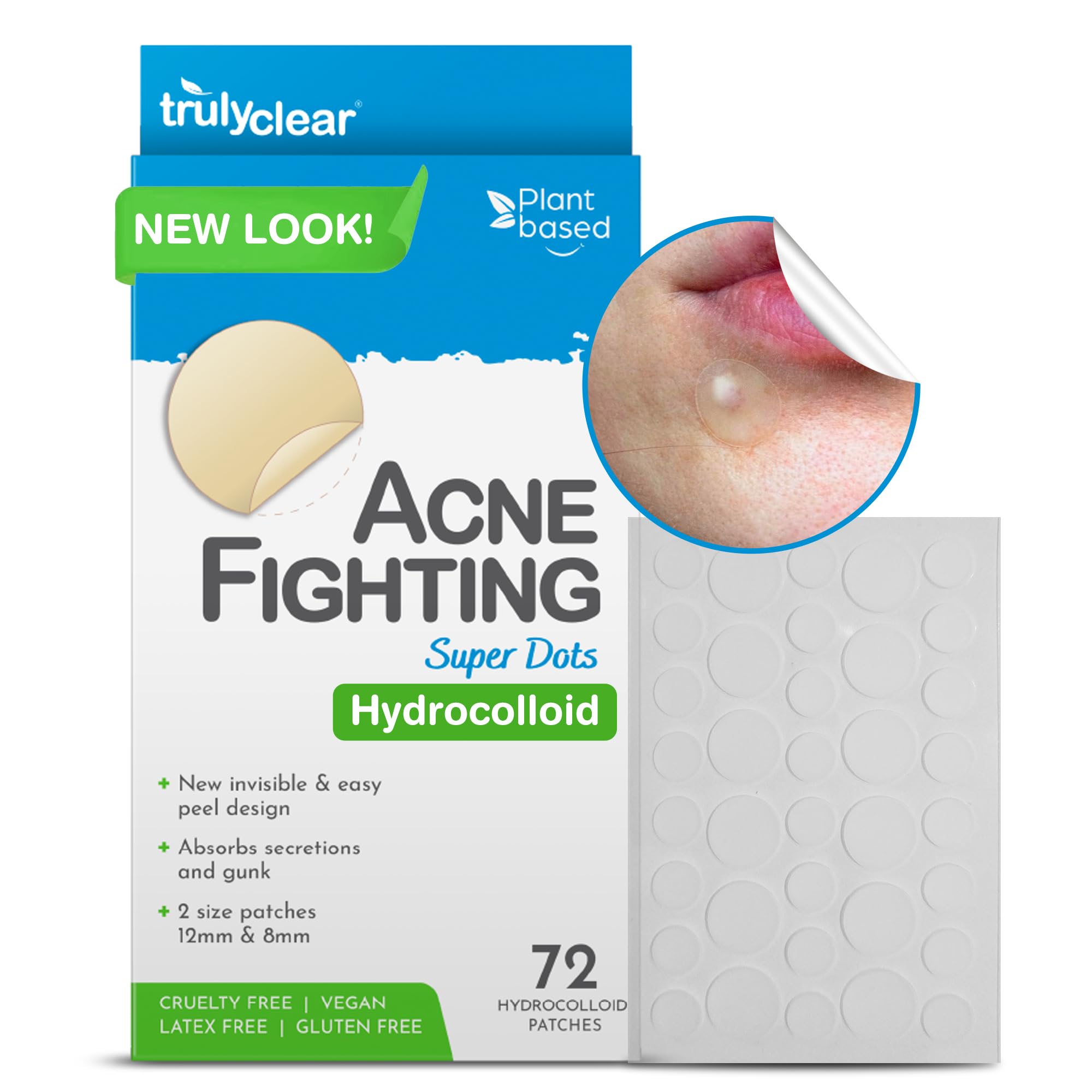 Truly Clear Hydrocolloid Acne Pimple Patches for Face & Body - 72 Count, Ideal for Cystic Acne, Zit & Blemishes - Cruelty Free Acne Dot, Spot Stickers, Acne Cover Patch - Overnight Results