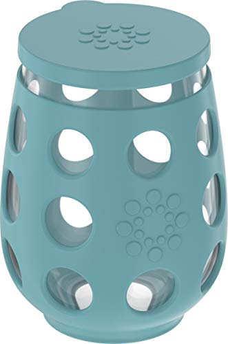 Lifefactory Wine Glass with Wine Covers and Protective Silicone Sleeve, 4 Count (Pack of 1), Carbon, Dusty Purple, Aqua Teal, Stone Gray