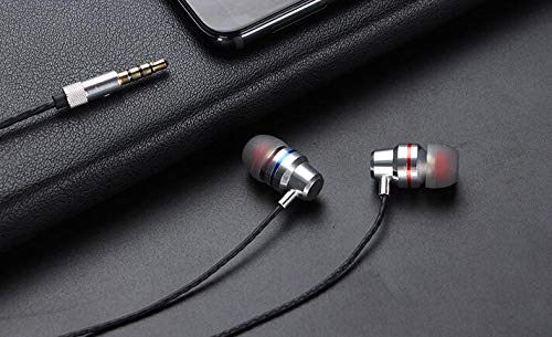 3.5mm Jack Volume Control Earbuds with Microphone in Ear Headphone Earphones for Galaxy A01 A02S A10S A20S A21S A11 A12 A21 A22 A32 A10 A20 A50 / Moto G Fast G7 Power/OnePlus Nord N100 (Silver)