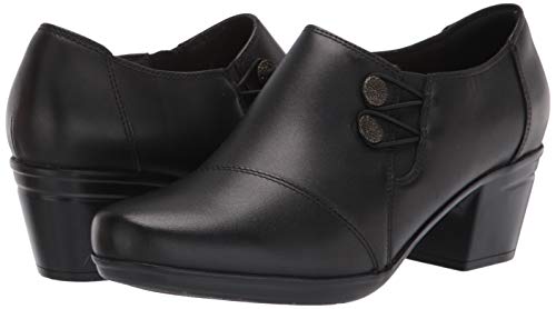 Clarks womens Emslie Warren Slip On Loafer, Black Leather, 7.5 Wide US