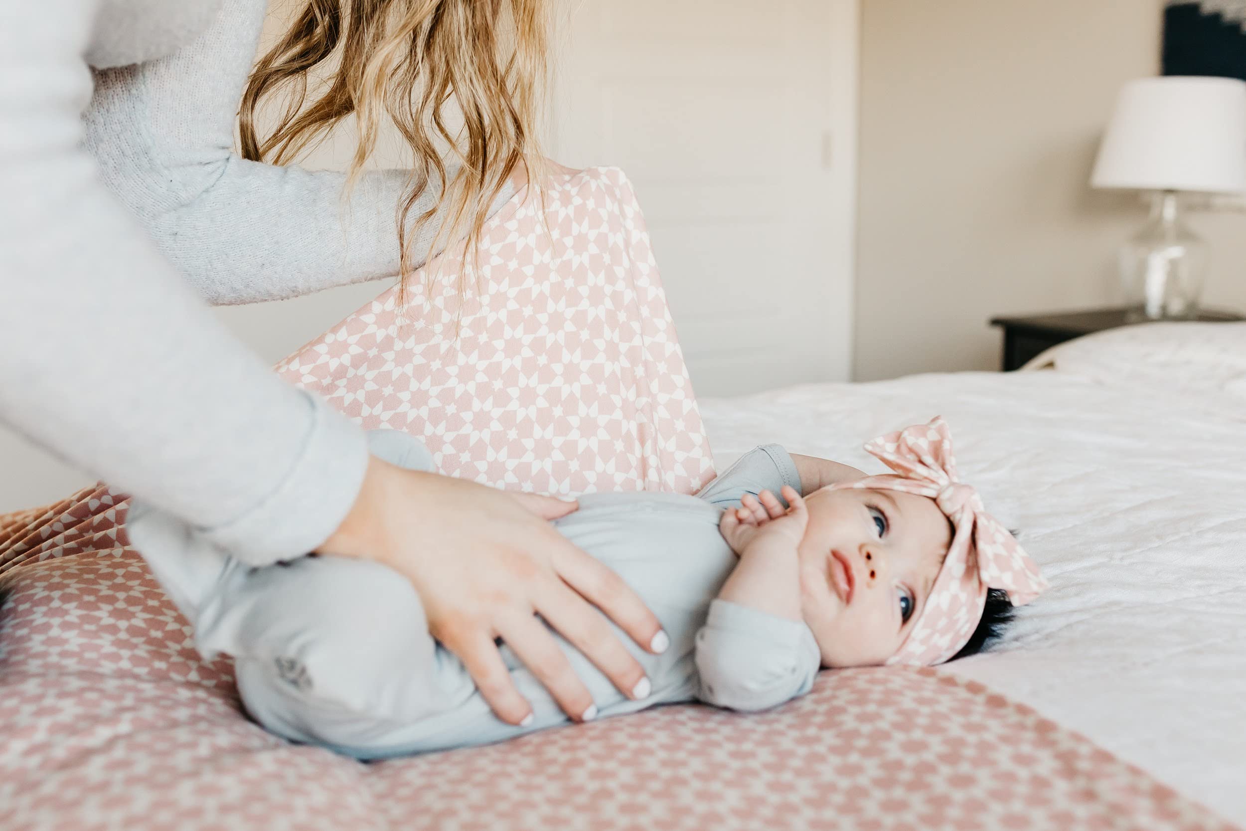 Large Premium Knit Baby Swaddle Receiving Blanket "Star" by Copper Pearl