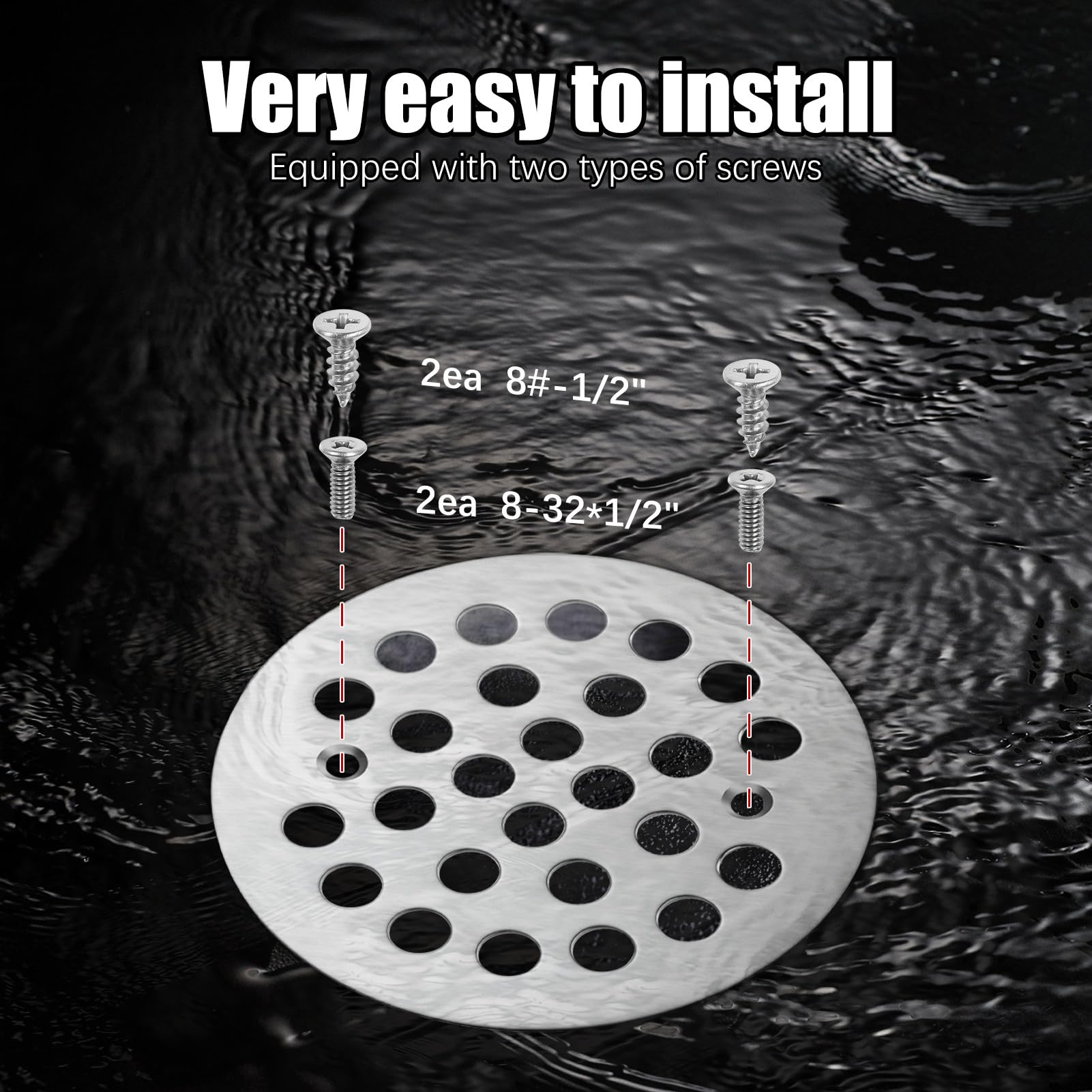 4-1/4β Shower Strainer Drain Trim Set, Screw-in Shower Strainer Drain Cover, Shower Floor Replacement Cover Bathroom Drain Strainers (Brushed Nickel)